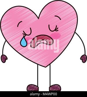 Cartoon illustrazione di un simpatico piange il cuore con una freccia ...