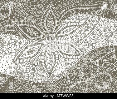 Zentangle fiore. Blossom zen groviglio. Libro da colorare il vettore ...