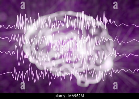 Il cervello e le onde cerebrali di epilessia, illustrazione del ...