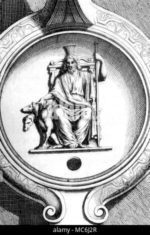La mitologia greca Plutone con il suo cane a tre teste-monster ...