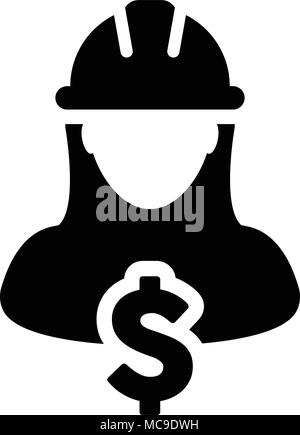 Operaio edile vettore Icona Dollar Sign simbolo di sesso maschile con ...