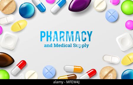 Pillole sfondo. Le compresse di vitamina per una buona salute e farmaci ...