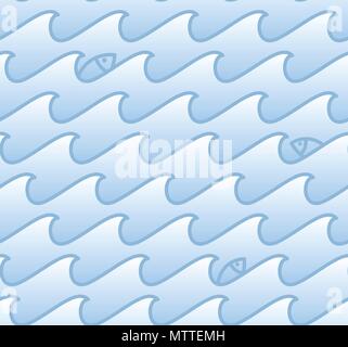 Vector seamless pattern con stilizzata onde del mare. Le onde del mare ...