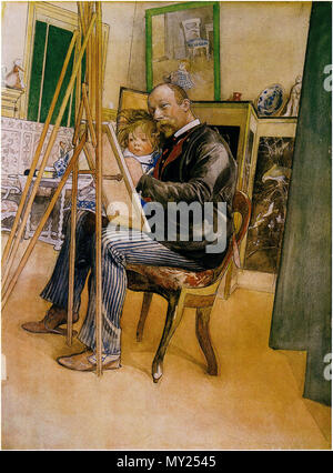 . Mirror verticale (con Brita) . 1895. Carl Larsson (1853-1919) nomi ...