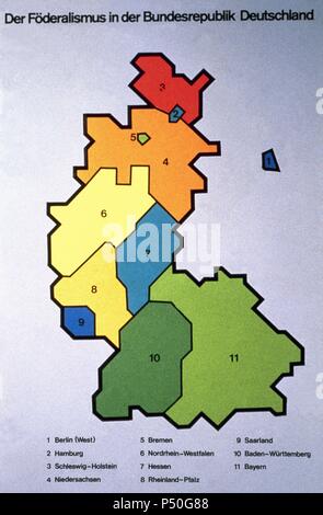 La storia della Germania (1949-1990). Mappa di federale e della ...