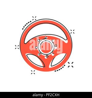 Vector cartoon icona volante in stile fumetto. Ruota di timone segno ...