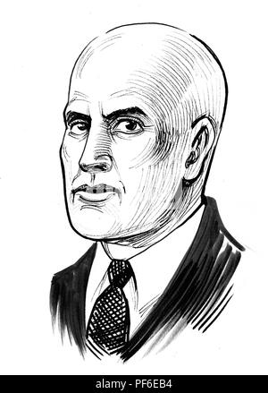 La faccia di italiano leader fascista Mussolini è proiettata sulla ...