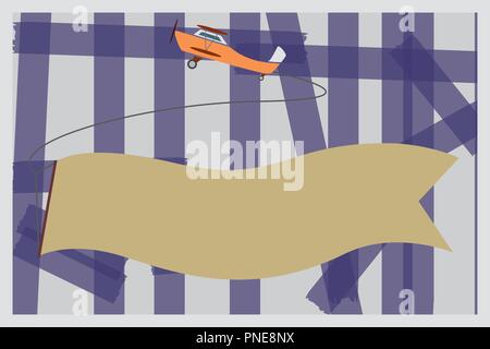 Aereo di Propel volante che tira una striscia lunga vuota di striscione ...