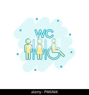 Vector cartoon WC, WC icona in stile fumetto. Gli uomini e le donne ...