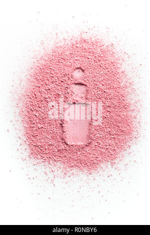 Impronta della bottiglia di profumo in rosa cipria. Isolato su uno ...