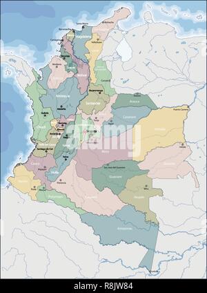 Mappa politica della Colombia Immagine e Vettoriale - Alamy