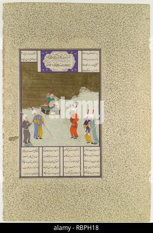 'Bahrum Gur davanti al Padre, Yazdigird i', Folio 551v dal Shahnama ...
