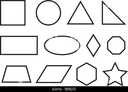 Forme geometriche 2d semplici. Diagramma vettoriale geometria scuola. Illustrazione di forma ...
