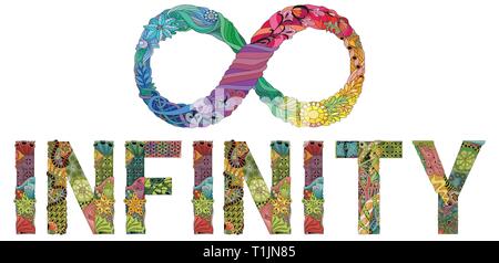 Vettore infinity ornamentali zentangle simbolo di stile, zentangled ...