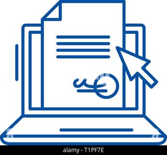 La firma elettronica del contratto icona linea concept. La firma ...