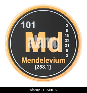 Mendelevio sulla tavola periodica. Elemento metallico transuranico ...