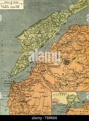 Mappa dei Dardanelli & la Penisola di Gallipoli, Dardanelli campagna ...