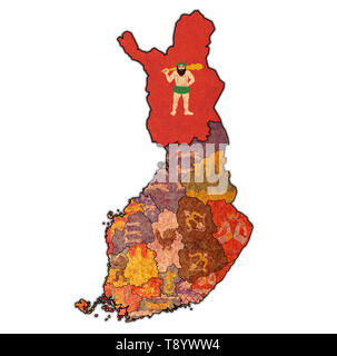 Territorio della Lapponia regione sulla mappa di divisioni ...