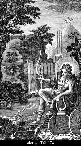 Apollo, dio greco della poesia, musica, arti e medicina. Disegno di ...