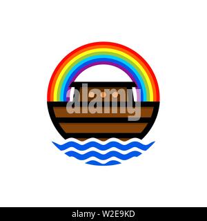 Logo dell'Arca di Noè. Arcobaleno - un simbolo dell'alleanza. Colomba ...