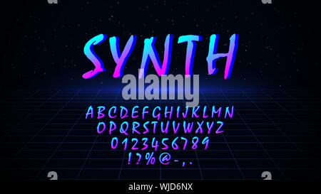 Retrowave synthwave vaporwave font in anni ottanta stile. Design ...
