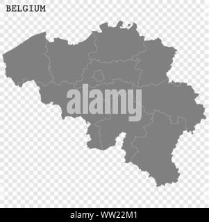 Alta qualità mappa del Belgio con i confini delle regioni su sfondo ...