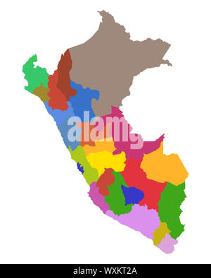Mappa del Perù con regioni e confini Foto stock - Alamy